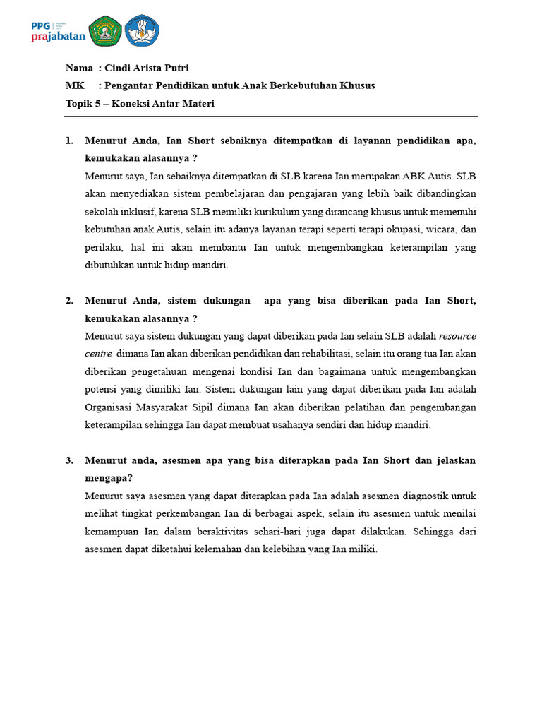 Cindi Arista Putri-Topik 5-Koneksi Antar Materi-ABK | PDF