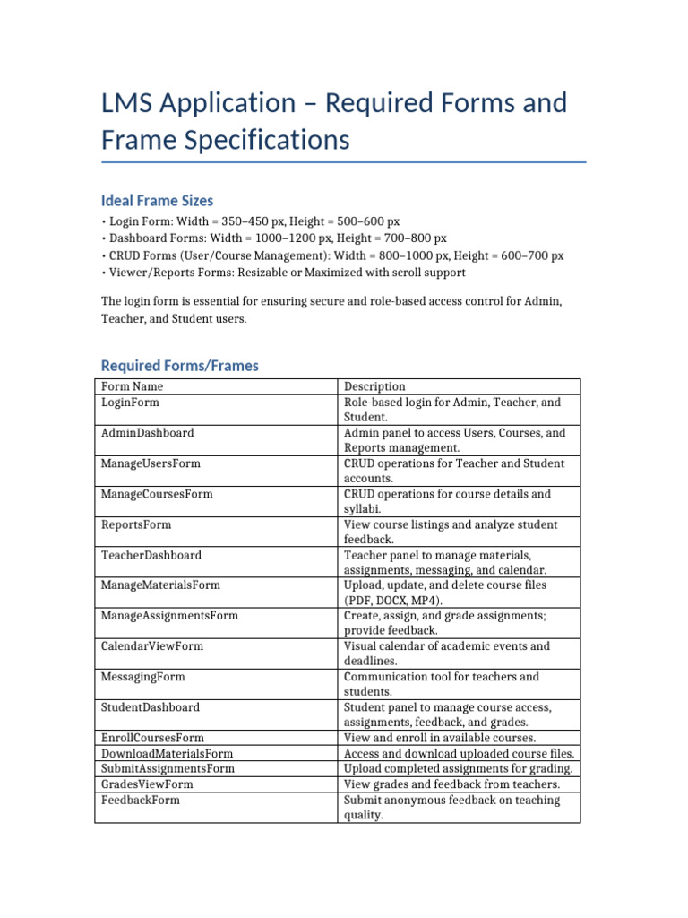 LMS Application Frames Spec | PDF | Software | Computing