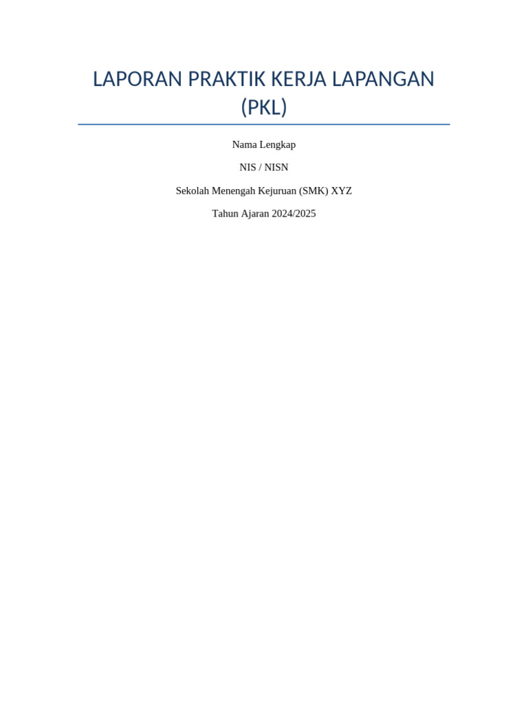Template Laporan PKL Kosong | PDF