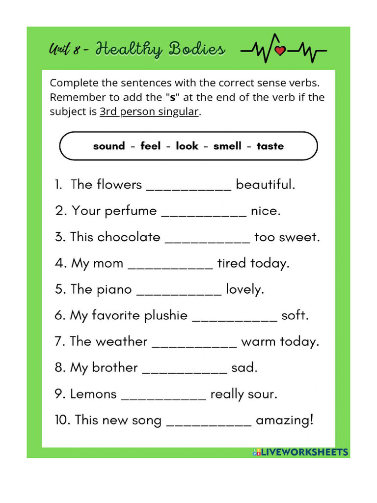 Sense Verbs Worksheet 1 | PDF
