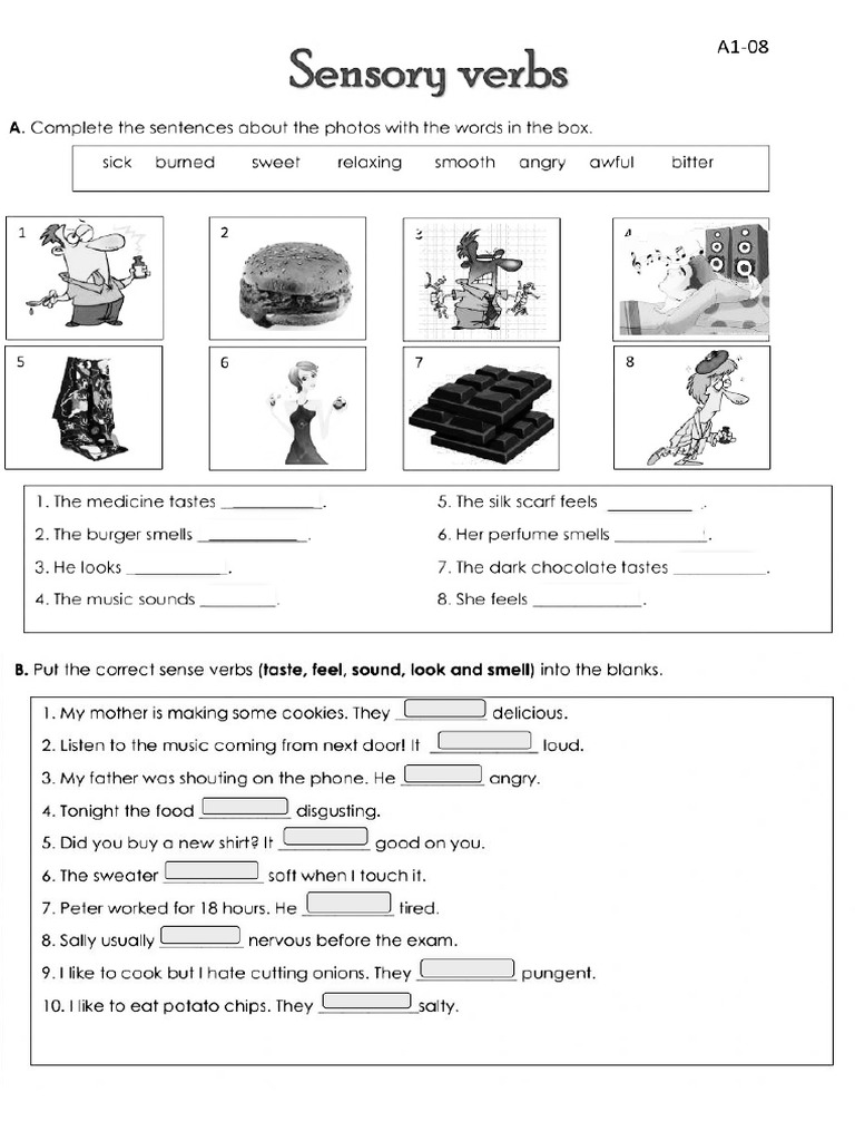 Sensory Verbs Worksheet 2 | PDF