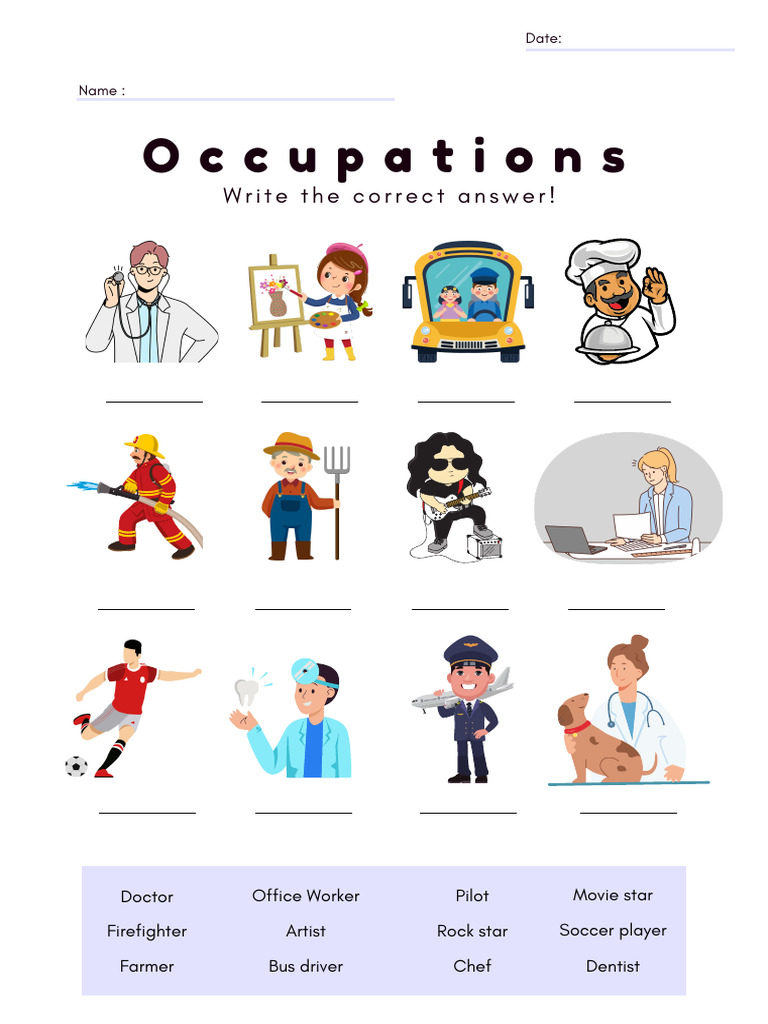 Occupations Worksheet | PDF