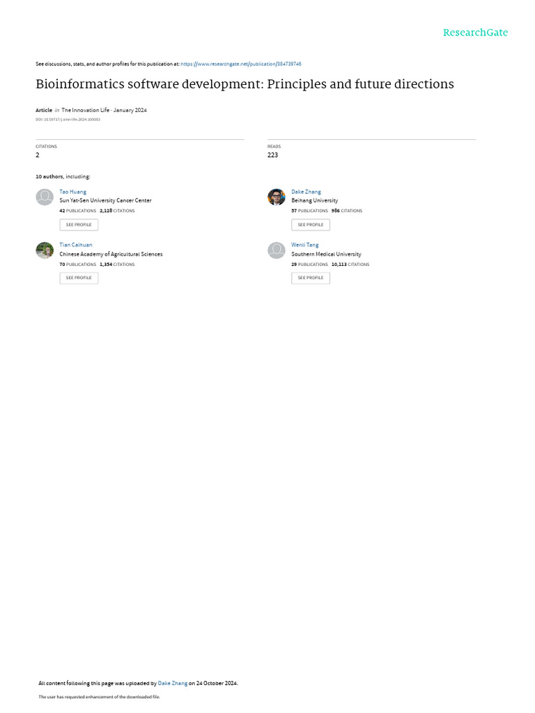 Bioinformatics Software Development Principles and Future Directions ...