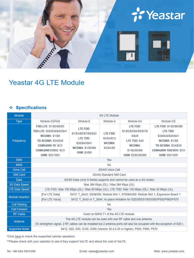 Yeastar 4G LTE Module Datasheet en | PDF | Lte (Telecommunication) | 4 G