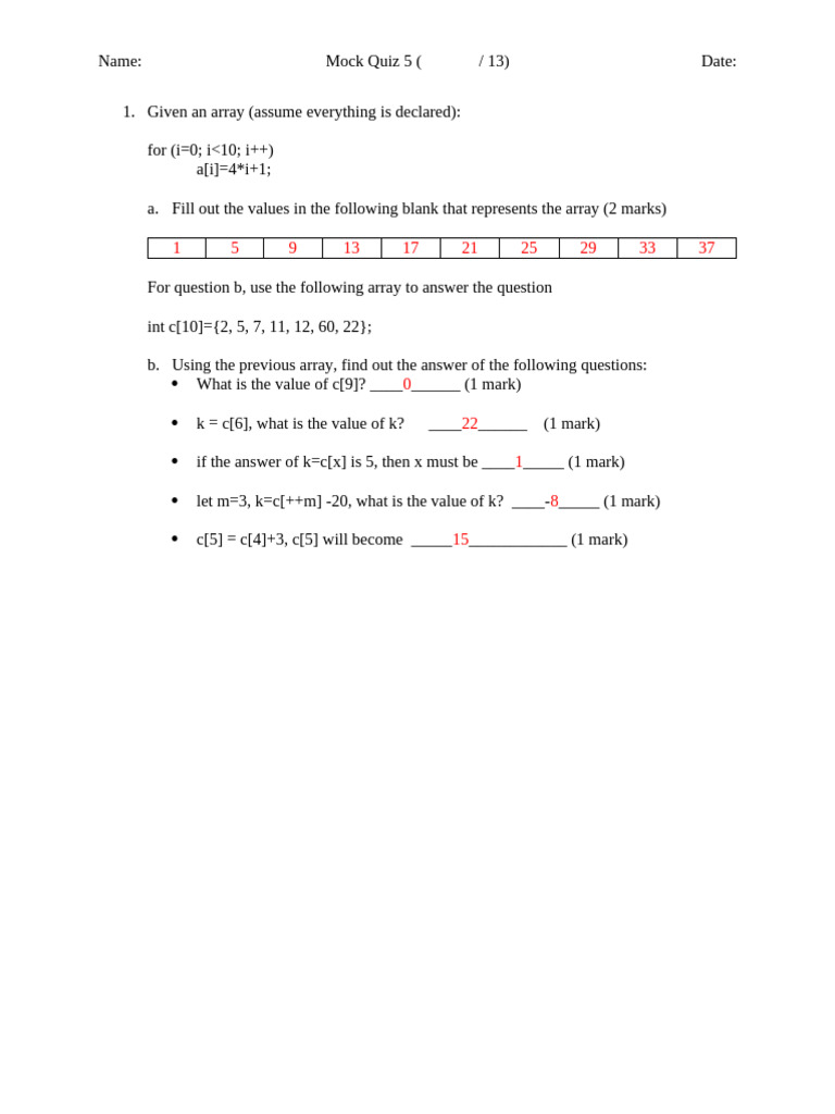Mock Quiz 5 Answer | PDF