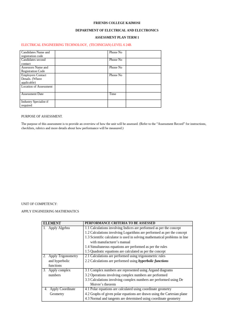 Assessment Plan Mathematics 6 24B | PDF | Equations | Analytic Geometry
