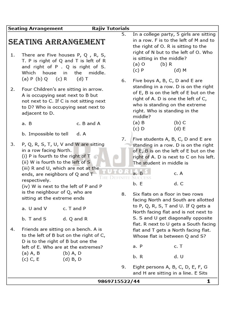 A/B Roleplay Seating Strategies | PDF | Applied Psychology ...