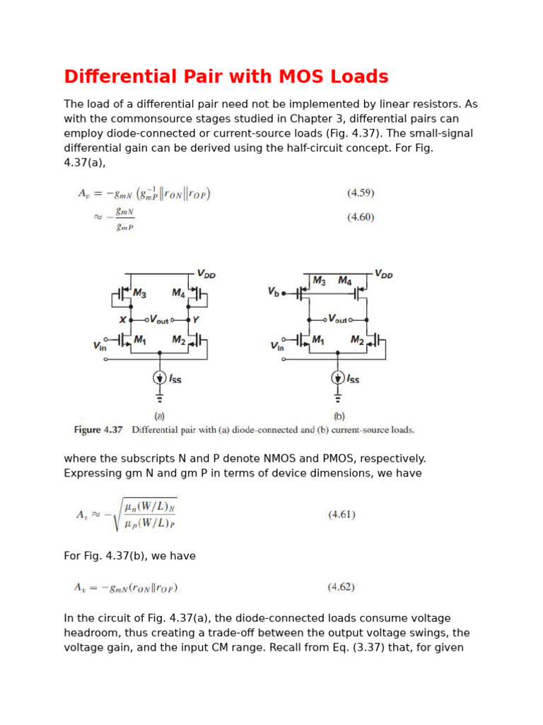 Differential Pair MOSFET Analysis | PDF | Mosfet | Electrical Equipment