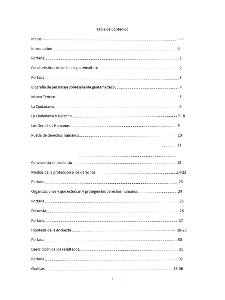 Tabla de Contenido | PDF