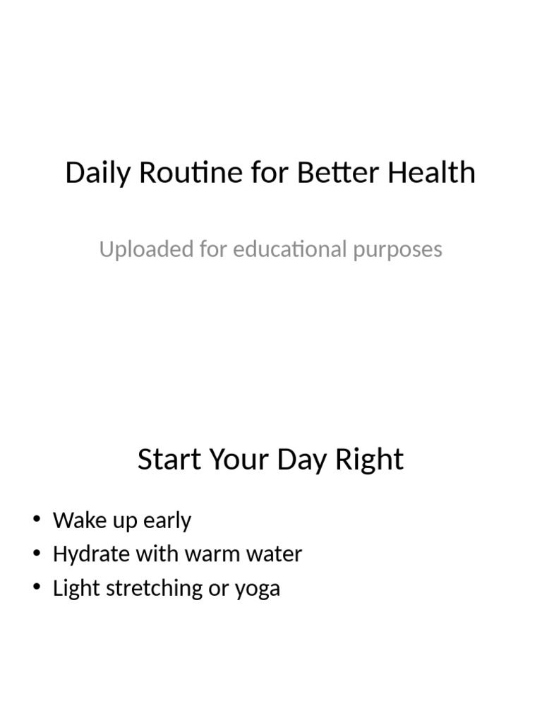 Daily Routine For Better Health | PDF