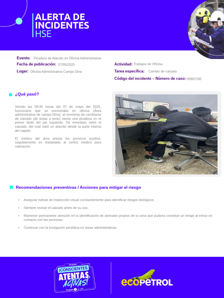 Alerta HSE - Picadura de Alacran 07052025 | PDF