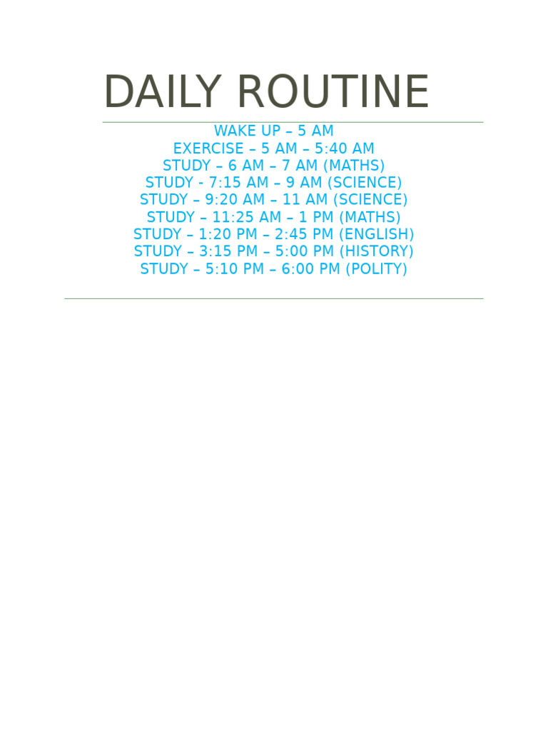 Daily Routine (Nda) | PDF
