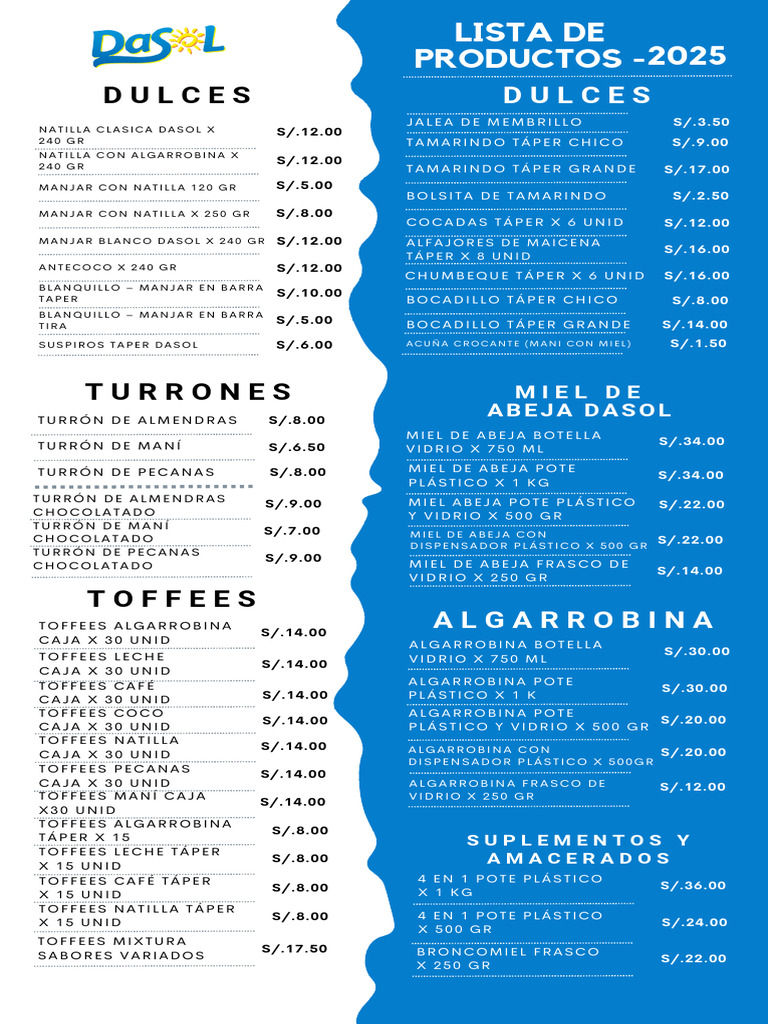 Lista Dasol 2025 | PDF | Cocina latinoamericana | Cocina mediterranea