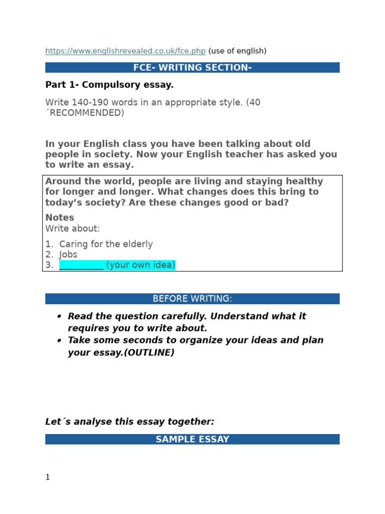 Fce - Writing Section | PDF