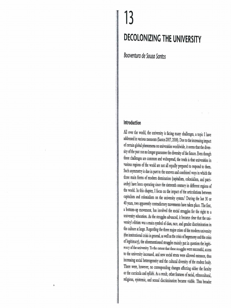SANTOS - Decolonizing The University | PDF