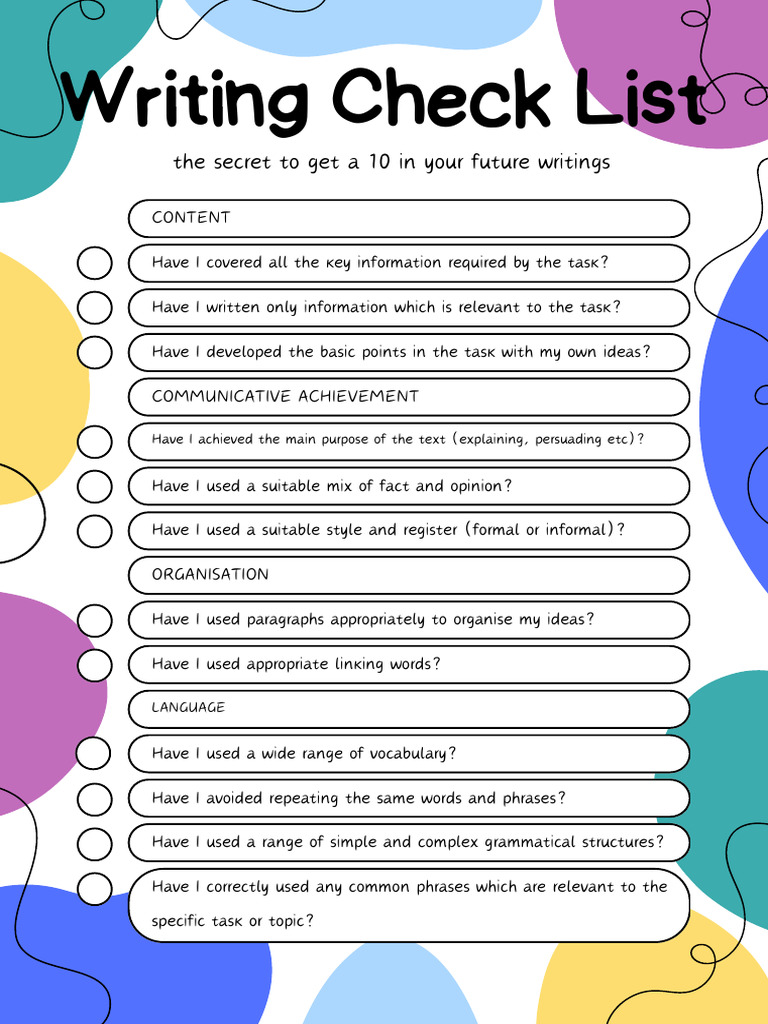 Writing Checklist | PDF