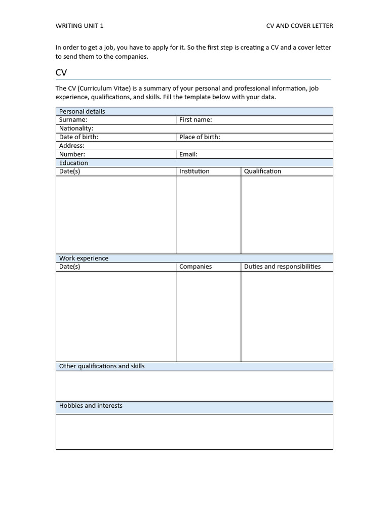 CV and Cover Letter Writing Guide | PDF