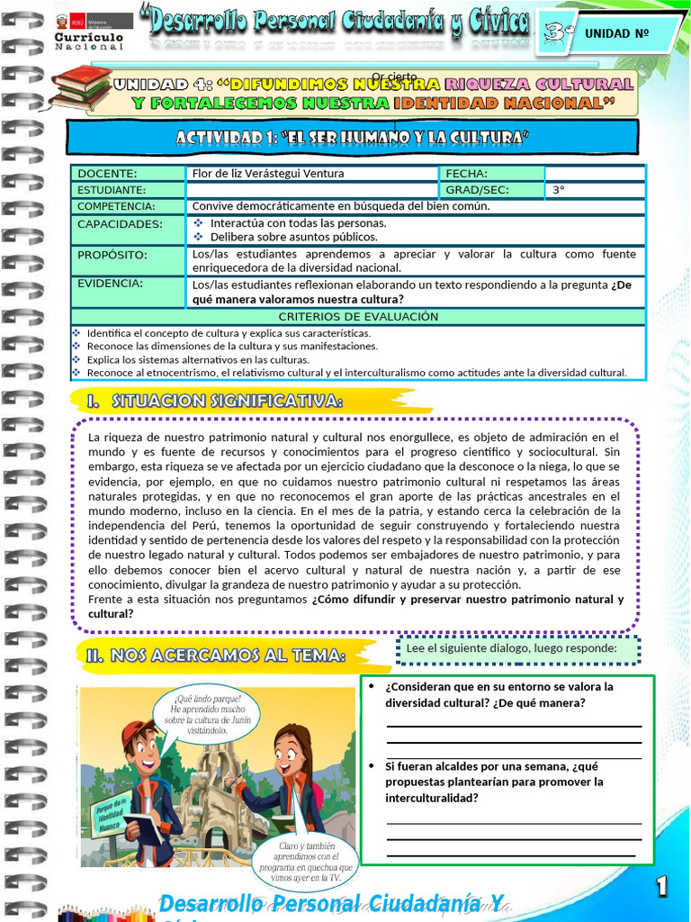 3° DPCC - Actv.01-Unid.4 2024 | PDF | Sociedad | Relativismo