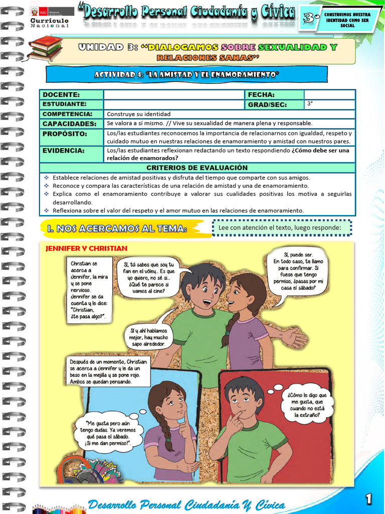 3° DPCC -ACTV.04-UNID.3 2024 | PDF | Amor | Amistad