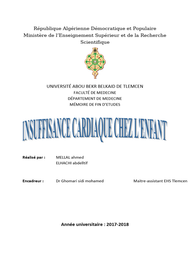 Insuffisance Cardiaque Aiguë en Pédiatrie | PDF | Insuffisance ...
