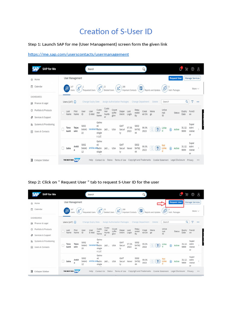 Create S-User ID in SAP Guide | PDF