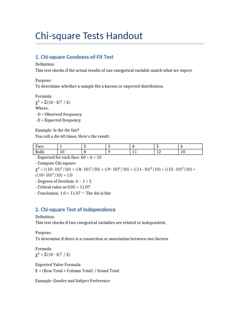 Chi-square Tests Explained: Fit & Independence | PDF
