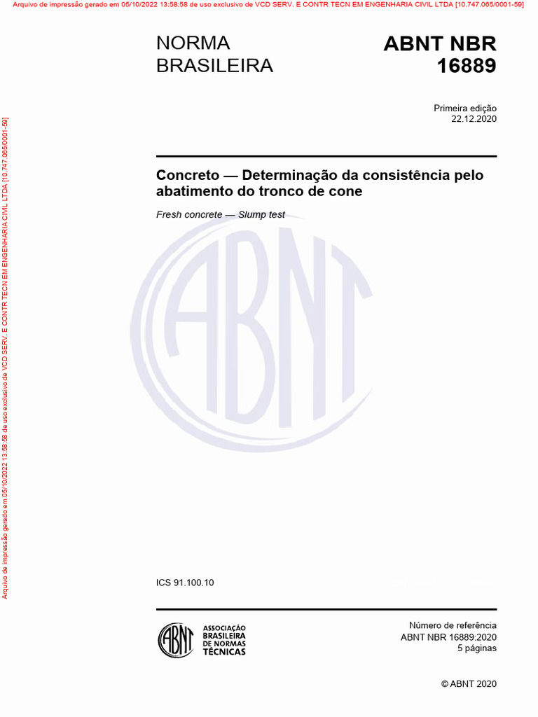 Consistência do Concreto: Abatimento do Cone | PDF | Engenharia