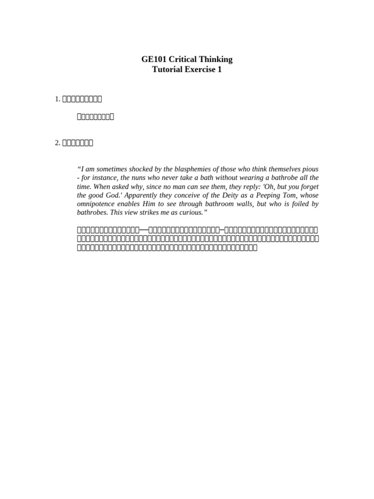 GE101 Tutorial 01 | PDF
