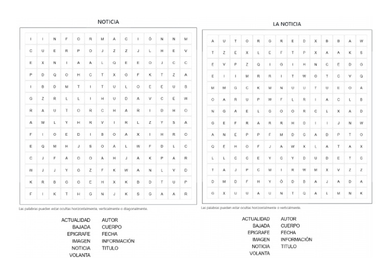 Sopa de Letras Notica | PDF