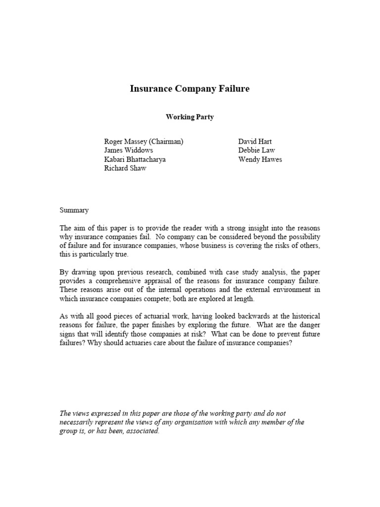 Insurance Company Failure | PDF | Insurance | Bond Credit Rating