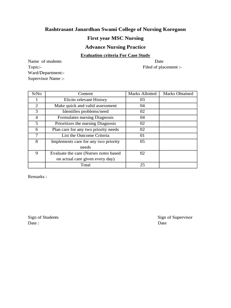 Advance Nursing Practice Clinical Evaluation Formates Pdf Nursing