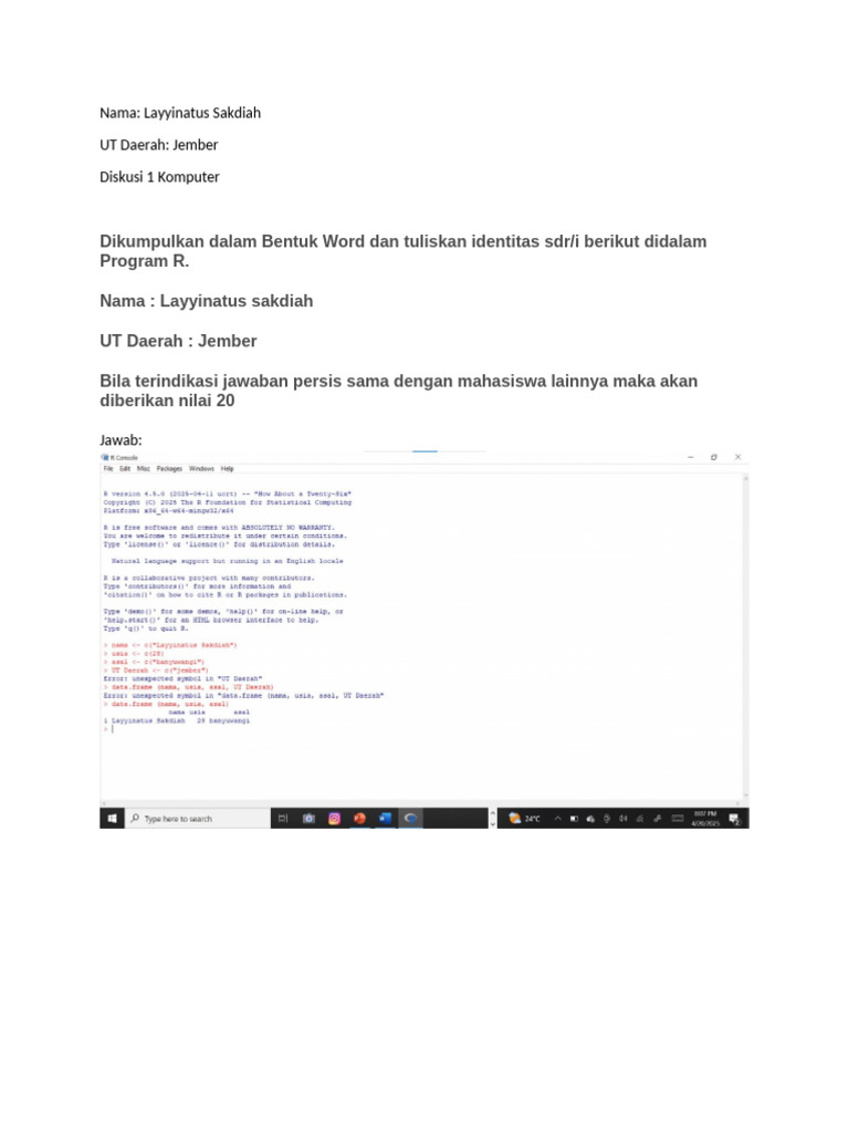 Diskusi 1 Komputer 1 | PDF