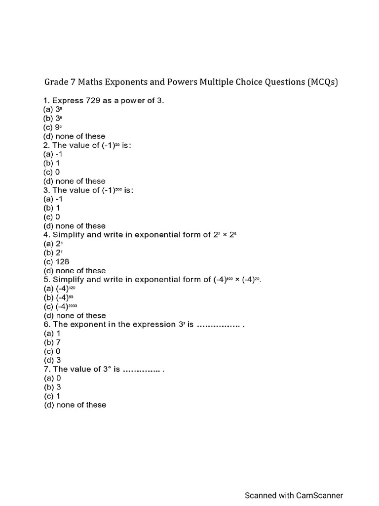 Class 7th Mathematics | PDF