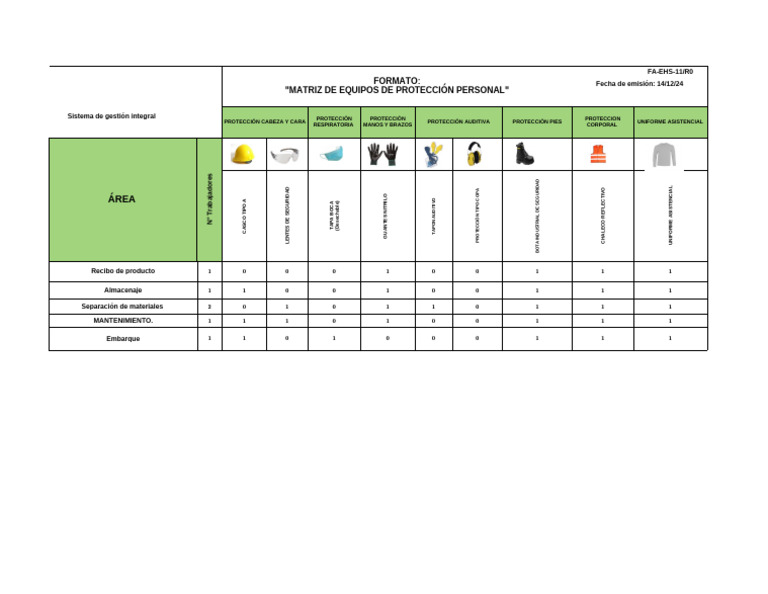 Fa Ehs 11 Matriz Epp | PDF