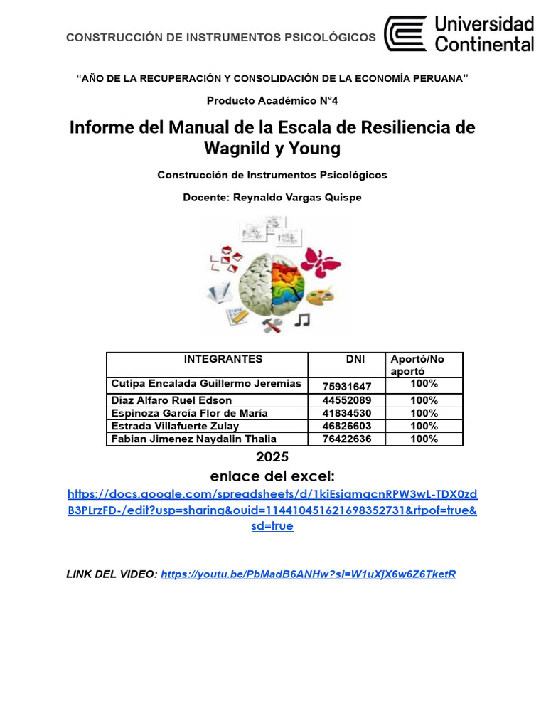 Ef Cutipa Diaz Espinoza Estrada Fabian | PDF | Resiliencia psicológica | Validez (Estadísticas)