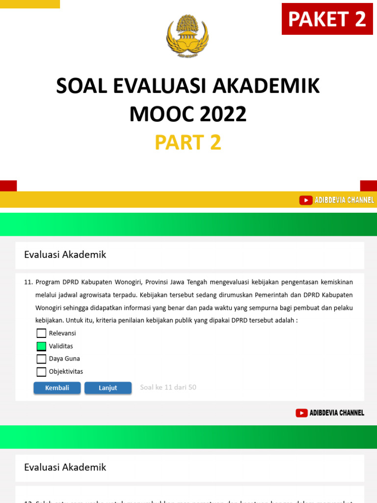 SOAL MOOC 2022 PAKET 2 PART 2 | PDF