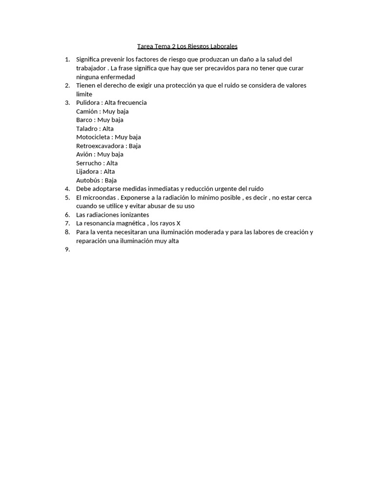 Tareas Tema 2 Los Riesgos Laborales II | PDF