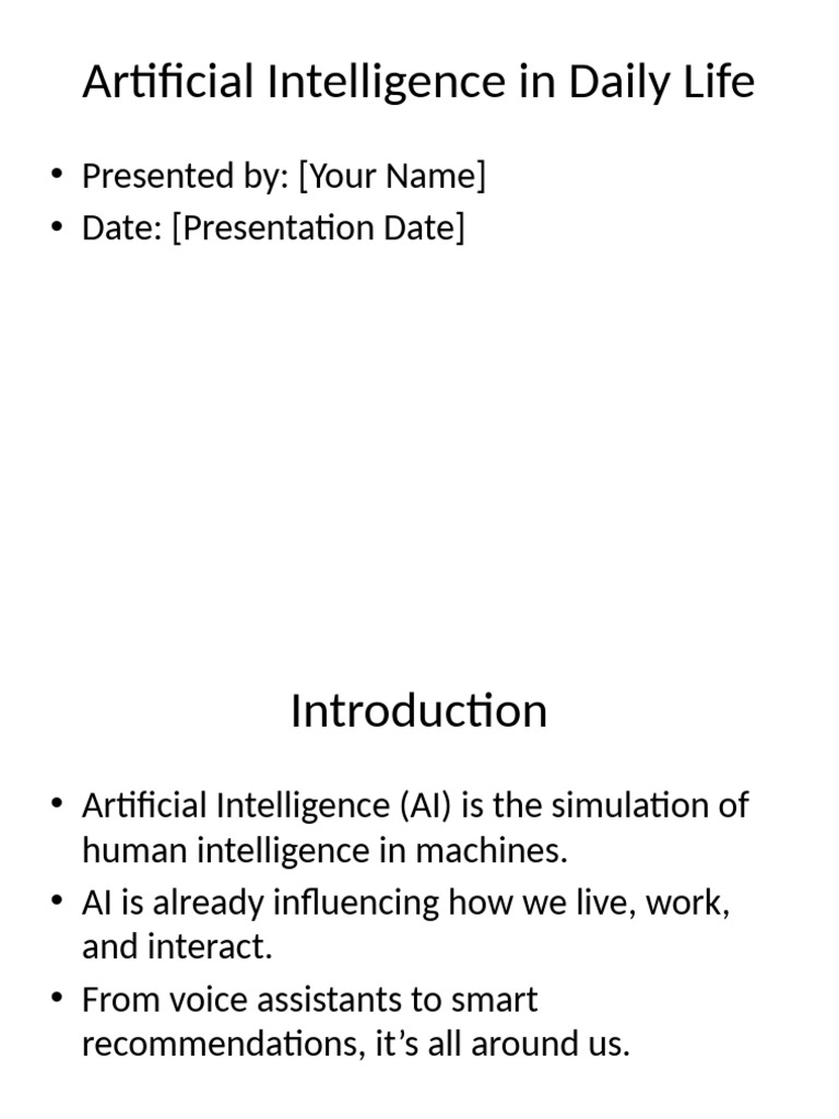 AI in Daily Life Presentation | PDF