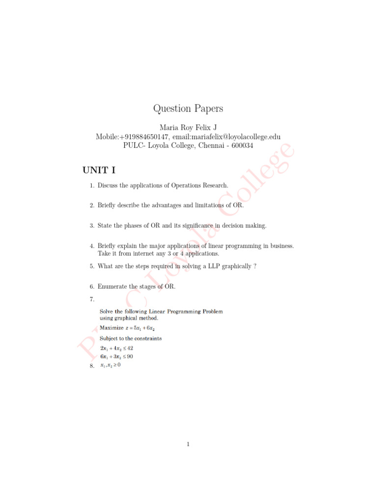 Question - Paper or | PDF | Applied Mathematics