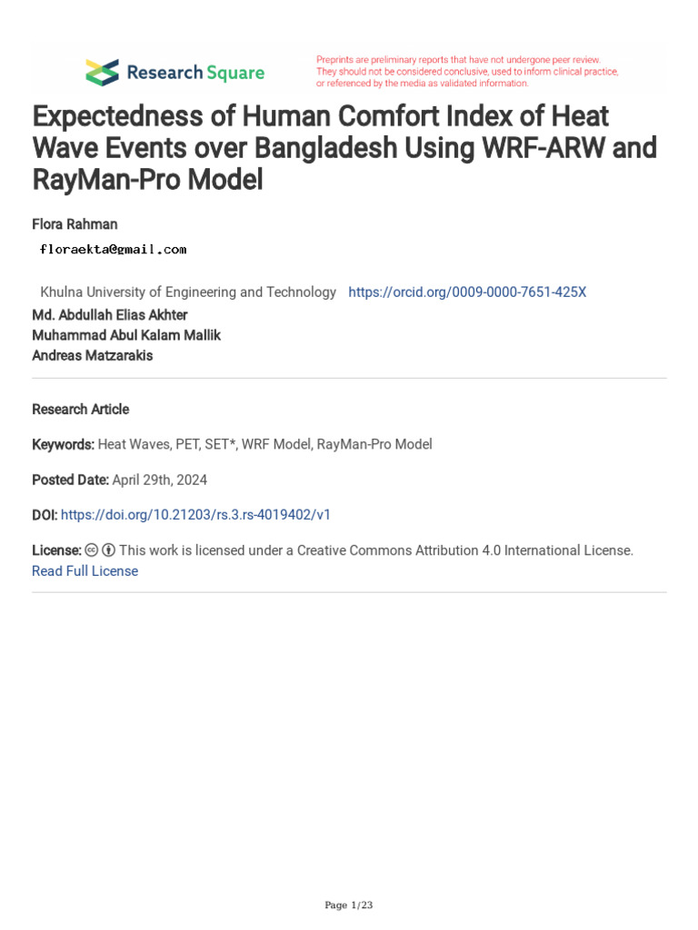Expectedness of Human Comfort Index of Heat Wave E | PDF | Meteorology ...