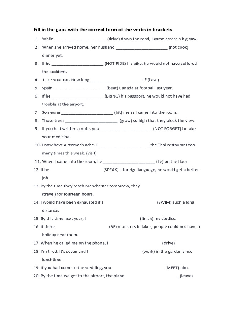 Fill in The Gaps Sentences | PDF