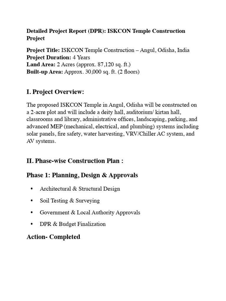 DPR For ISKCON TEMPLE ANGUL | PDF | Architectural Design | Architecture