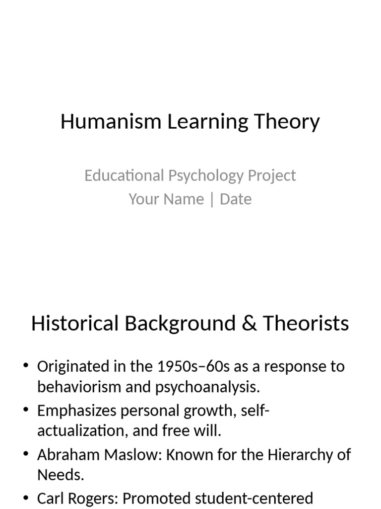 Humanism Learning Theory Presentation | PDF