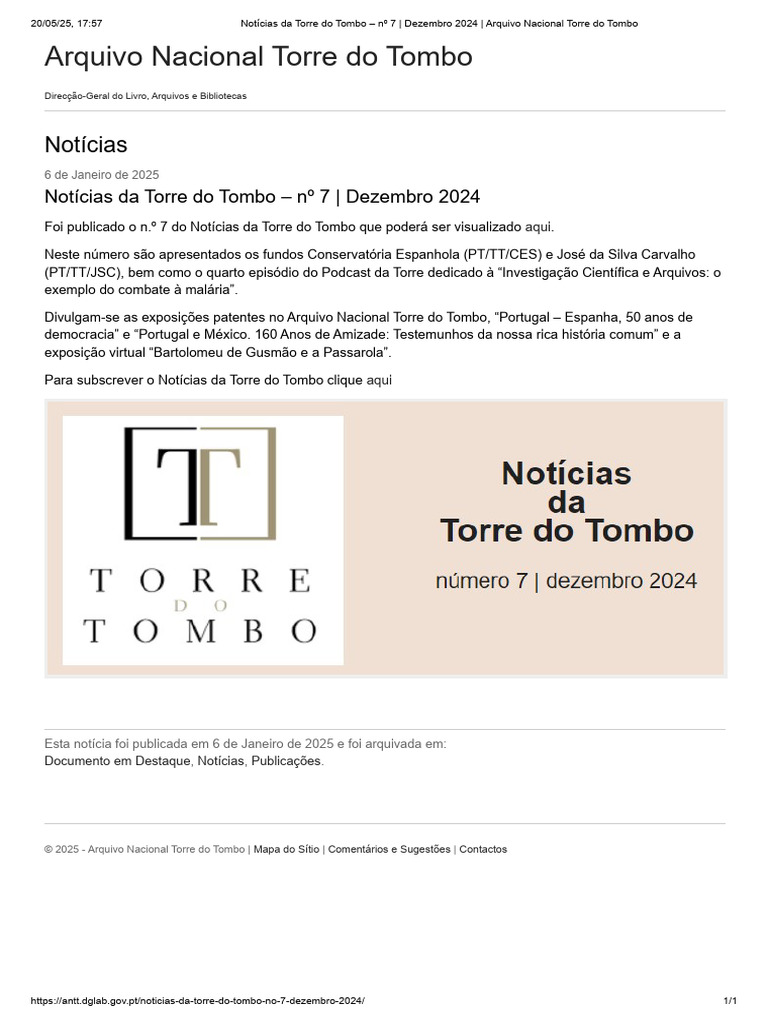 Notícias Da Torre Do Tombo - Nº 7 - Dezembro 2024 - Arquivo Nacional Torre Do Tombo | PDF