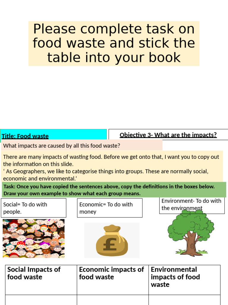 L5 Food Waste Chart Homework | PDF