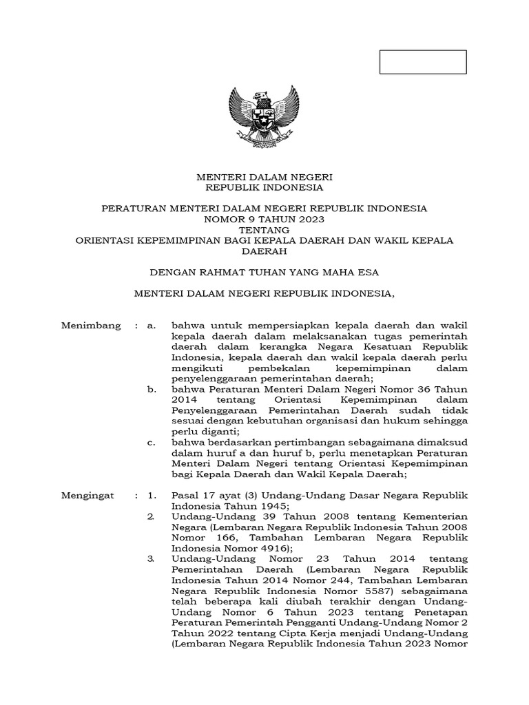 Permendagri Nomor 9 Tahun 2023 - OCR | PDF