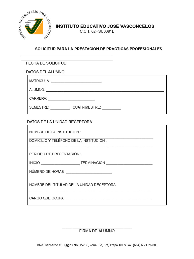 Solicitud de Prácticas Profesionales | PDF