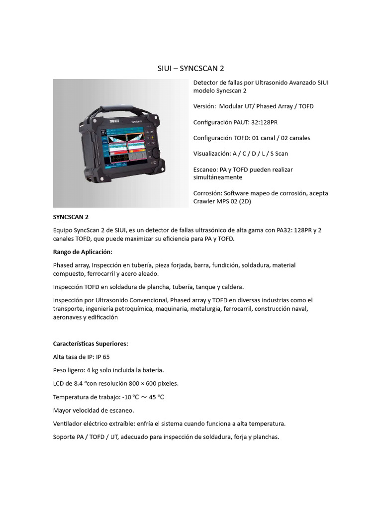 SyncScan 2 Descripción | PDF | Tubería (transporte de fluidos) | Ingeniería mecánica