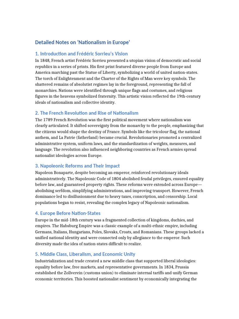 Nationalism in Europe Detailed Notes | PDF | Nationalism | Conservatism