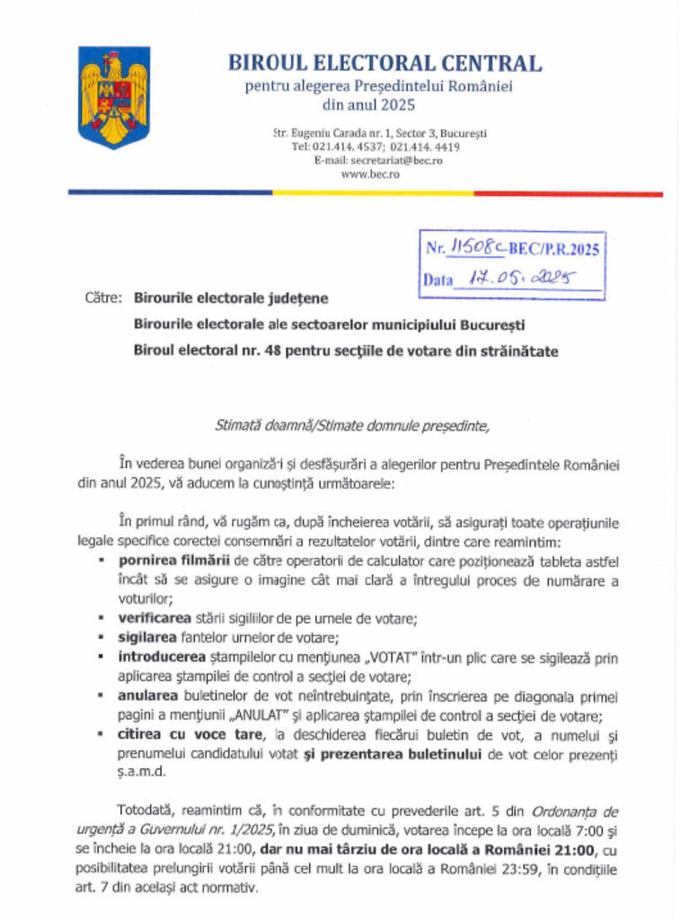 Circulara 11508 - BEC - 17.05.2025 | PDF